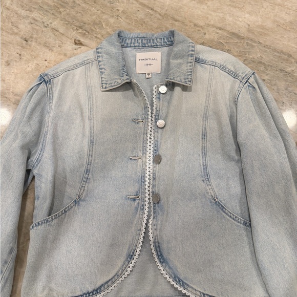Habitual | Tops | Habitual Light Blue Denim Jacket With Lace Detail ...